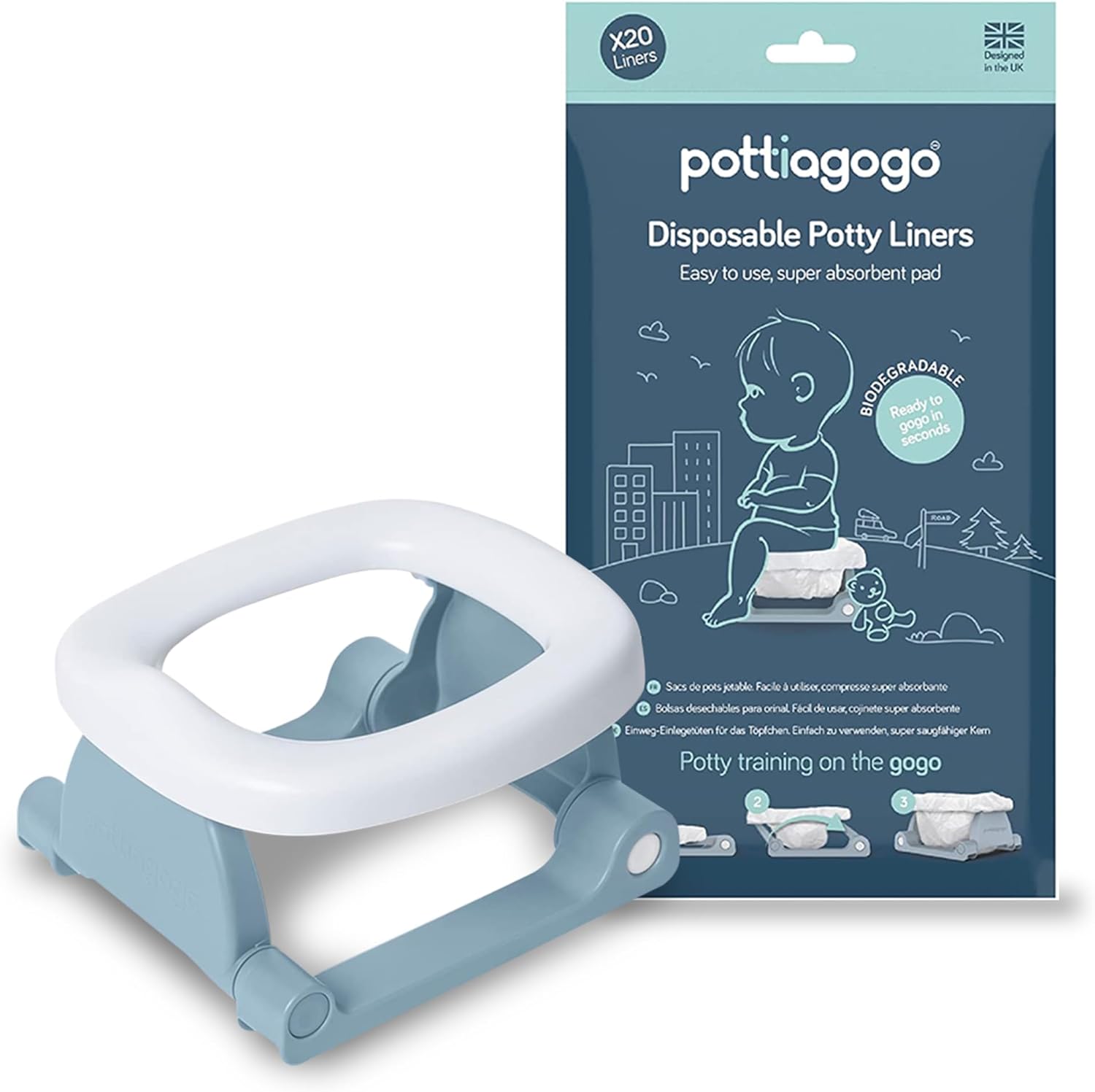 Pottiagogo | Potty de viagem premiado para crianças | Inclui 20 penico ...