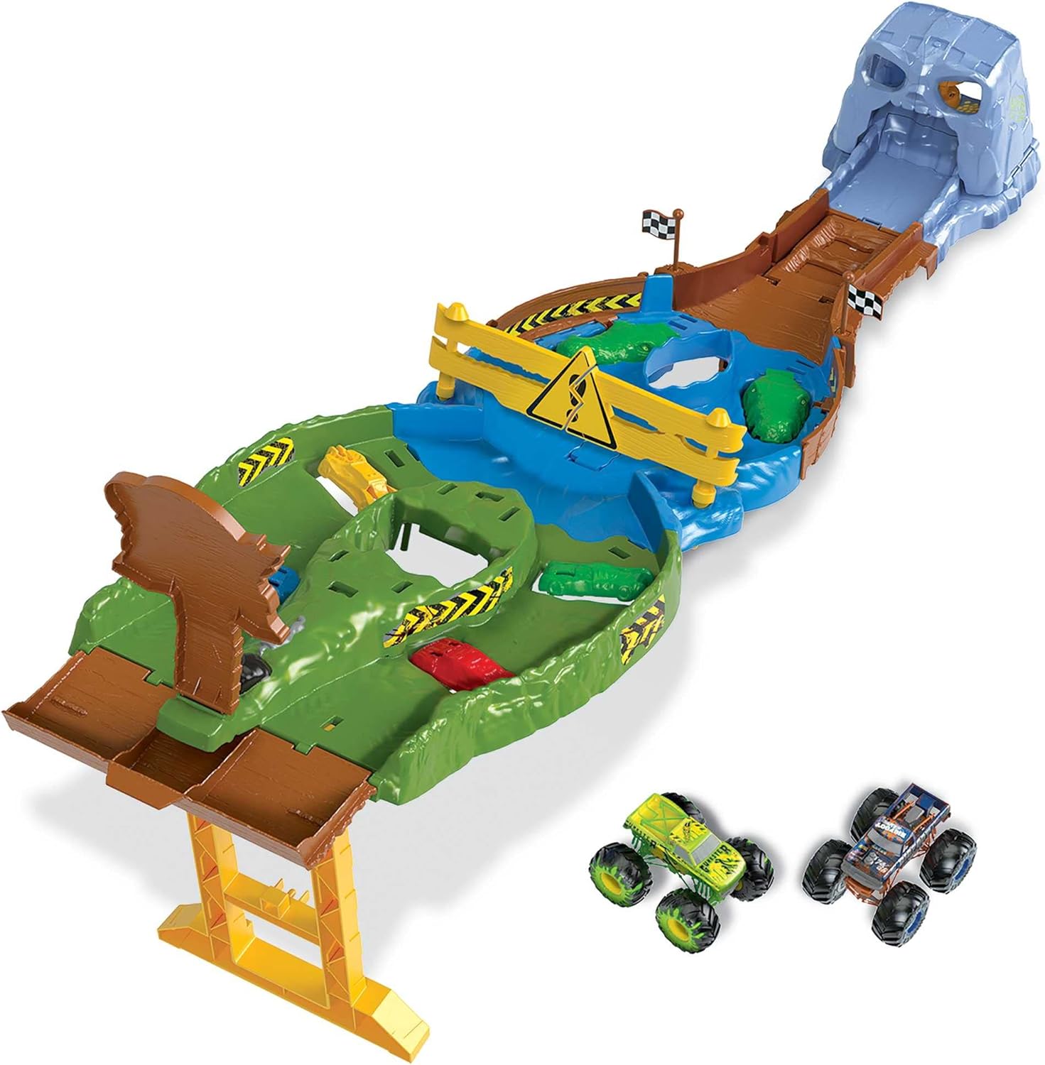 HOT WHEELS TOTAL Monster Trucks Wreckin’ Raceway Playset com Monster T ...