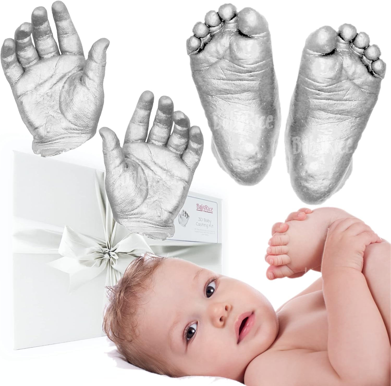 BabyRice Kit grande de fundição de mãos e pés para bebês, embalado, in ...