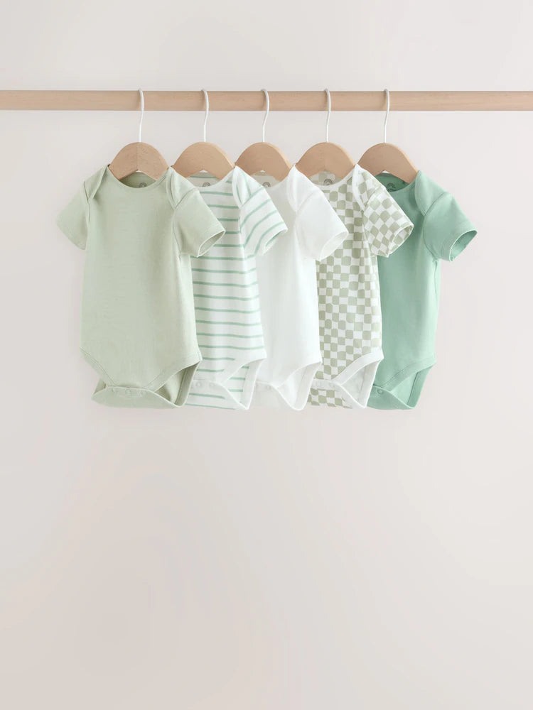 |BabyBoy| Conjunto Com 5 Bodies De Manga Curta Verdes Para Bebês – Anne ...