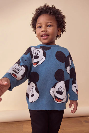 |Boy| Suéter Azul-Petróleo Mickey Mouse Tricotado Com Gola Redonda (3 ...